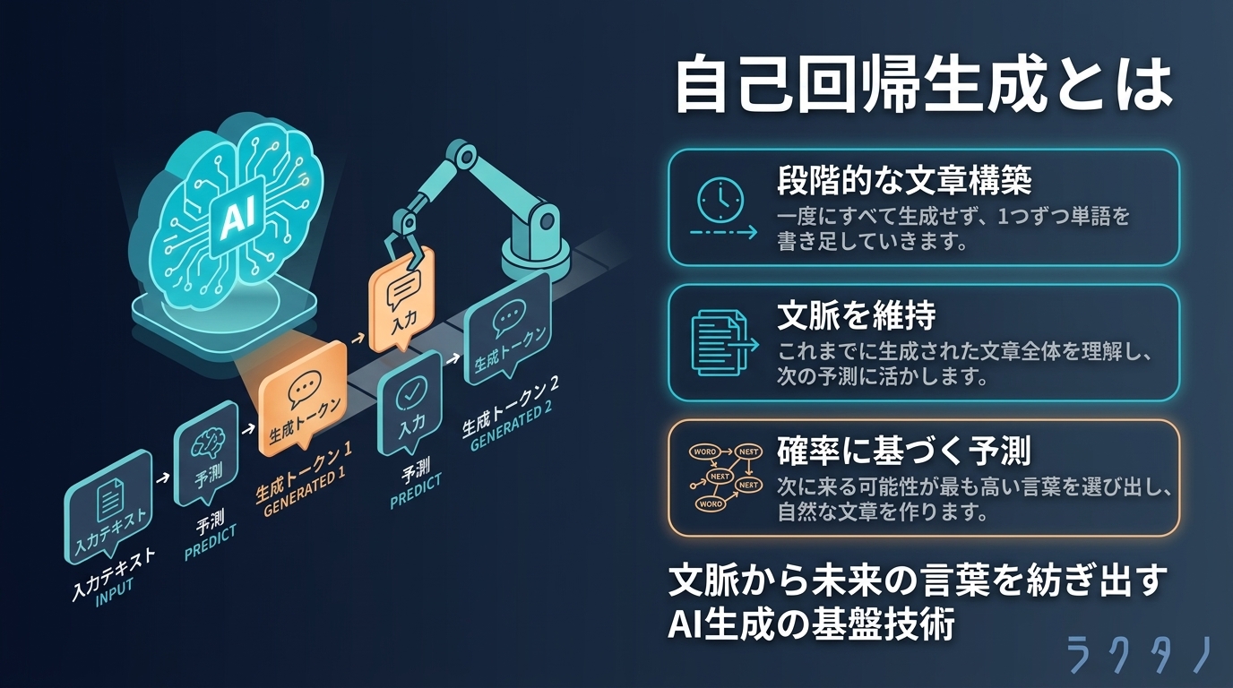 Autoregressive Generation（自己回帰生成）とは | AI用語集 | 株式会社ラクタノ